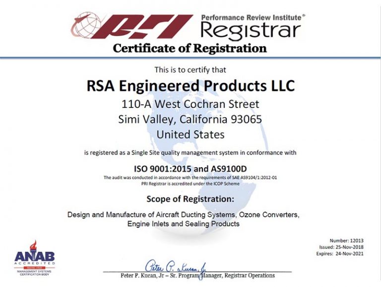 Quality - RSA Engineered Products LLC