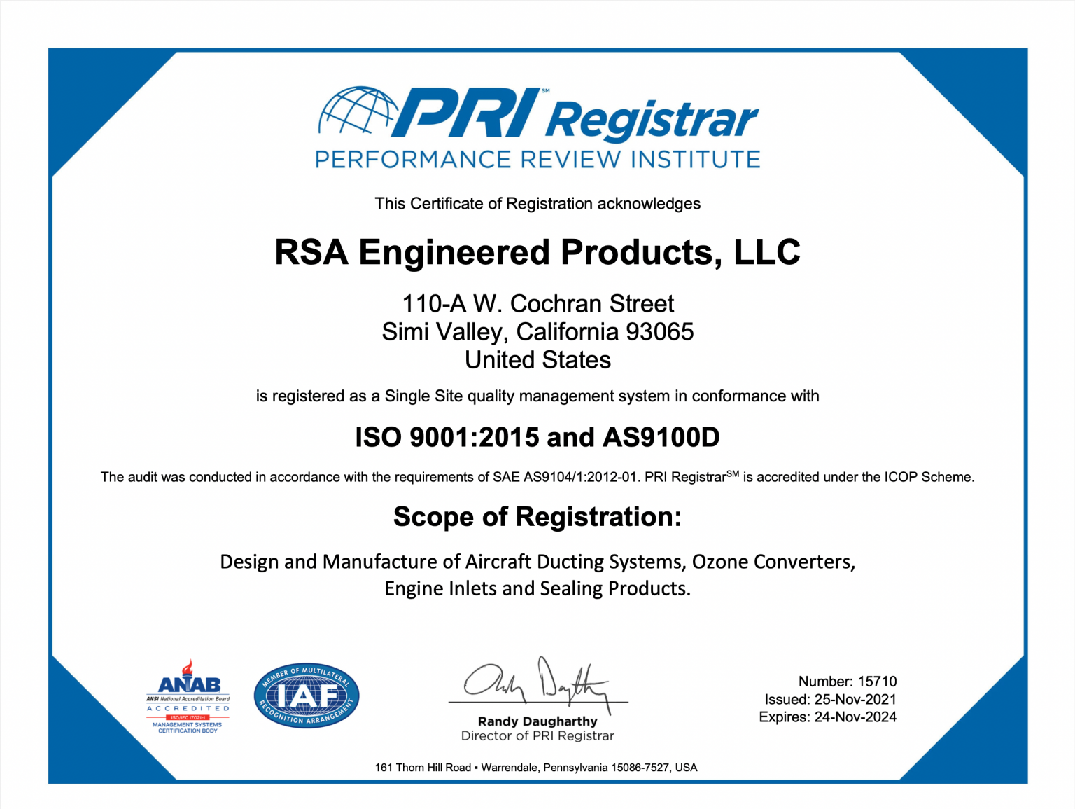 Quality - RSA Engineered Products LLC